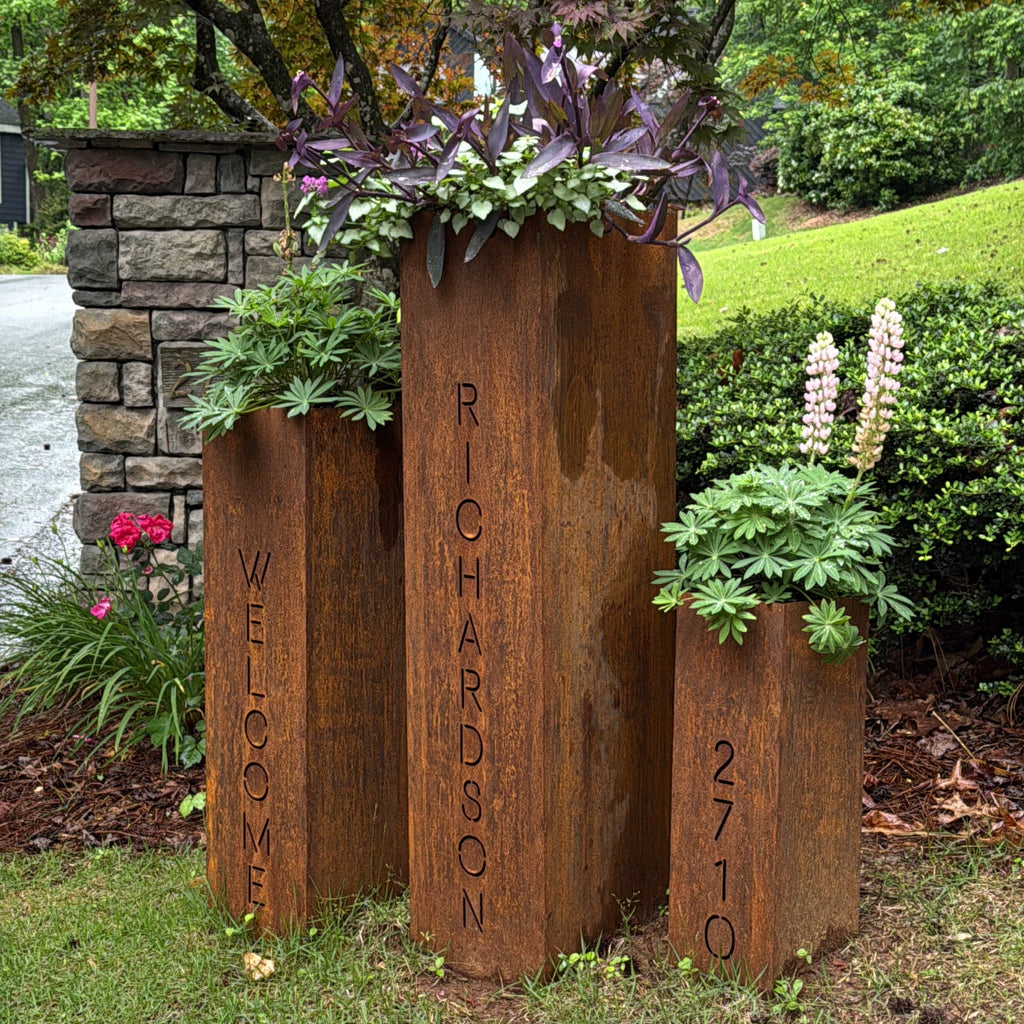 Heavy Duty Steel Planter Set, Pillars, Custom Cut-outs - Made in USA ...
