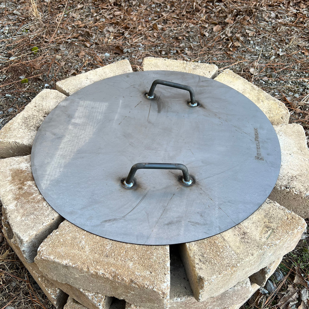 Heavy Duty Raw Steel Round Fire Pit Cover Lid – SteelFreak