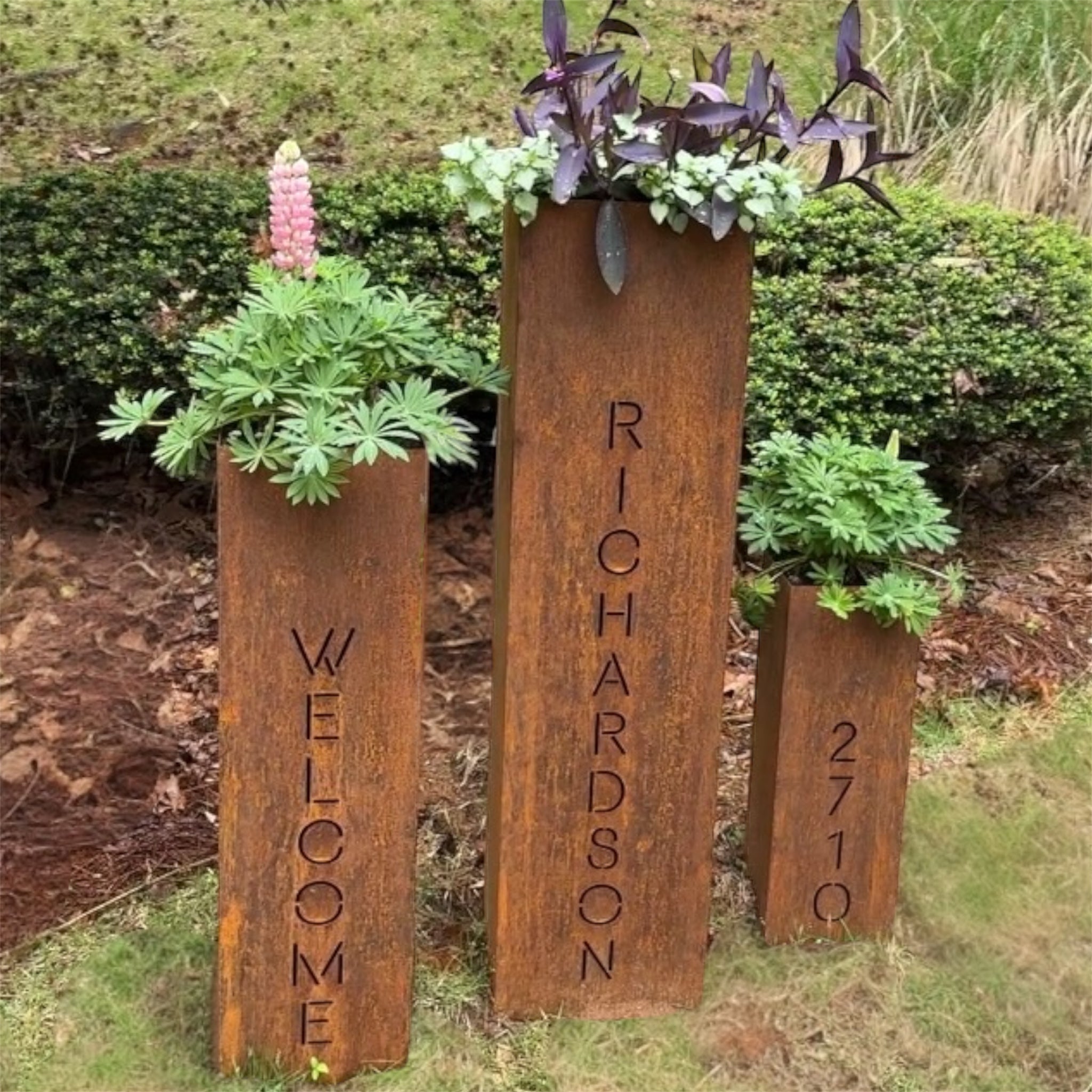 Heavy Duty Steel Planter Set, Pillars, Custom Cut-outs - Made in USA ...